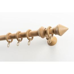 Garesa Gardinenstange &raquo;Palmo&laquo; &Oslash; 28 mm 1 l&auml;ufig-l&auml;ufig Wunschma&szlig;l&auml;nge Vorhanggarnitur aus Holz, verl&auml;ngerbar, mit Ringe/2 Lauf Gleiter braun 