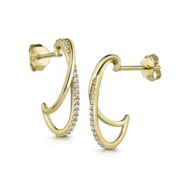 Firetti Damen Paar Ohrstecker &raquo;Schmuck Geschenk Silber 925 Ohrringe Doppel-C-Design&laquo; Made in Germany - mit Zirkonia (synth.) gold Silber 925 (