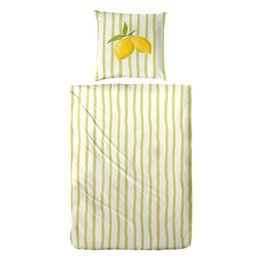Primera Bettw&auml;sche &raquo;Renforce-Bettw&auml;sche Lemon stripes&laquo; 2 gelb Renforc&eacute;, Obermaterial: 100% Baumwolle B/L: 155cm x 220cm, 1 Stk., 1 Stk., Renforc&eacute;, B/L: 80cm x