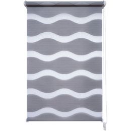 Liedeco Doppelrollo &raquo;Wave&laquo; Lichtschutz ohne Bohren freih&auml;ngend Klemmfix-DUO-Rollo, Doppelrollo "Wave" grau Metall, Polyester 150cm, einseitig verschiebbar, 