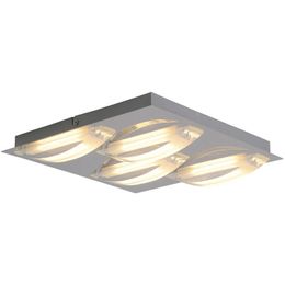 N&auml;ve n&auml;ve LED Deckenleuchte &raquo;Chur&laquo; LED-Modul 1 Stk. Warmwei&szlig; mit geschwungenen Lichtb&ouml;gen, Chromfarben, Metall, Acryl grau 4, H: 5cm, 1 Stk.