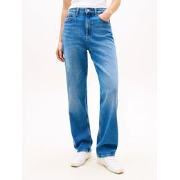 Tommy Jeans Damen Straight-Jeans "LAYLA HR SLIM STR", blau, Gr. 31, unifarben, Denim/Jeans, Obermaterial: 99% Baumwolle, 1% Elasthan, Jeans, High