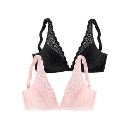 Damen Bralette-BH, PETITE FLEUR BY LASCANA, Gr. 85, rosa, Spitze, Obermaterial: 90% Polyamid, 10% Elasthan, BHs, ohne B&uuml;gel aus Spitze, Dessous