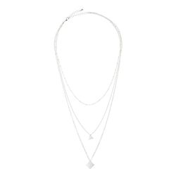 Lascana Damen Lascana Kette mit Anh&auml;nger &raquo;Halskette&laquo; mehrreihige Halskette, geometische Anh&auml;nger silber Metall, L: 68