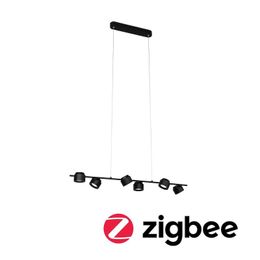 Paulmann LED Pendelleuchte &raquo;Puric Pane Smart Home Zigbee 6x6W Schwarz/Grau 230V Kunststoff/Metall&laquo; 1 Stk. Warmwei&szlig; schwarz 6, H: 150cm, 1 Stk.