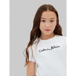 Calvin Klein Jeans M&auml;dchen T-Shirt Rundhalsausschnitt, Slim Fit, reine Baumwolle 12 (152)