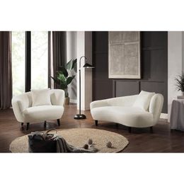 ATLANTIC HOME COLLECTION Loungesessel &raquo;Olivia&laquo; XXL-Sessel, Nierenform-Sessel mit Zierkissen im Originalbezug beige Struktur grob, Tiefe Seite davor 