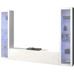 Home Affaire Wohnwand &raquo;Maruska&laquo; 1 Stk. tlg. wei&szlig; Holzwerkstoff B/H/T: 260cmcm x 180cmcm x 30cmcm
