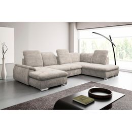 WERK2 Wohnlandschaft &raquo;Pula, modern, funktionell und gem&uuml;tlich&laquo; verstellbare Kopfteile, mit Schlaffunktion und Bettkasten beige 100% Polyester B/H/T: 