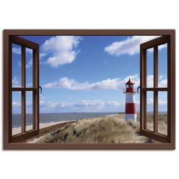 Artland Leinwandbild &raquo;Fensterblick - Leuchtturm Sylt&laquo; Fensterblick 1 Stk. tlg. auf Holzrahmen gespannt braun Leinwand B/H/T: 100cm x 70cm, Leinwandbild 