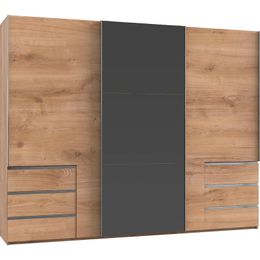 wimex Schwebet&uuml;renschrank &raquo;Level by fresh to go&laquo; mit Glast&uuml;r grau B/H/T: 300cm x 236cm x 65cm, Schubladen: 6 Stk. T&uuml;ren: 3 Stk.