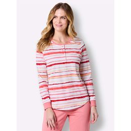 w&auml;schepur W&Auml;SCHEPUR Damen Pyjamaoberteil "Schlafanzug-Shirt", Gr. 40, rosa, 100% Baumwolle, bedruckt, gemustert, gestreift, mehrfarbig, Shirts
