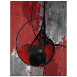 Artland Glasbild &raquo;Abstrakt in rot und schwarz&laquo; Gegenstandslos 1 Stk. tlg. in verschiedenen Gr&ouml;&szlig;en rot B/H/T: 45cm x 60cm, Glasbild Gegenstandslos Hochformat, 
