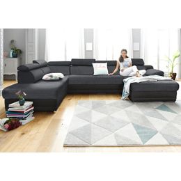 Sit & More sit&more Wohnlandschaft &raquo;Xenia U-Form&laquo; wahlweise mit Schlaffunktion schwarz Kunstleder SOFTLUX ;Luxus-Microfaser ALTARA NUBUCK (100% Polyester);Luxus-