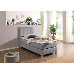 Home Affaire Boxspringbett inklusive Komfortschaum-Topper grau Struktur (100% Polyester), Liegefl&auml;che B/L: 90cm x 200cm, Gewicht bis: 100 kg H3, 7-