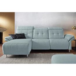 Home Affaire Ecksofa &raquo;Manhattan L-Form&laquo; 2 Sitze mit elektrischer Relaxfunktion, verstellbare Armlehnen blau Kunstleder SOFTLUX ;Flachgewebe (100% 