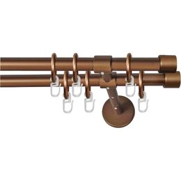 Garesa Gardinenstange &raquo;RUSTIKA&laquo; &Oslash; 16 mm 2 l&auml;ufig-l&auml;ufig Wunschma&szlig;l&auml;nge rustikale Vorhanggarnitur, verl&auml;ngerbar, m. Ringe, Endkappe braun Metall B/L: 