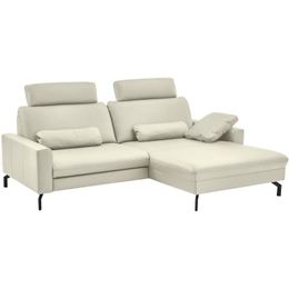 Die PlanBar Ecksofa &raquo;PN-EM20028 L-Form mit Kopfst&uuml;tzen&laquo; wahlweise mit motorischem Canape wei&szlig; B/H/T: 248cm x 114cm x 179cm, Glattleder TORRO, Ottomane