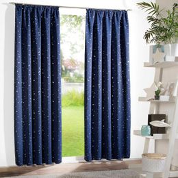 Weckbrodt-Gardinen Vorhang &raquo;Sarin&laquo; Kr&auml;uselband 1 Stk. tlg. blickdicht, Thermo, w&auml;rme-,k&auml;lteisolierend, abdunkelnd, Gardine, Store blau Microfaser, Polyester 175cm, 