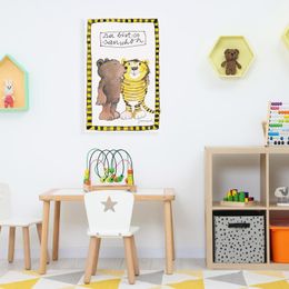 LuckyLinde Leinwandbild &raquo;Der kleine B&auml;r und der kleine Tiger - Du bist so sch&ouml;n&laquo; B&auml;r B&auml;ren Liebesspr&uuml;che Schriftzug Spr&uuml;che Teddy Tiere Tiger little 