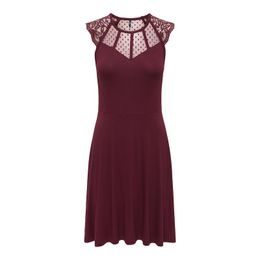 Only Damen Only Spitzenkleid &raquo;ONLEMILIE S/L FIT AND FLARED DRES CS JRS&laquo; Viskosemischung, regular fit rot S, N-Gr