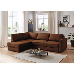 ATLANTIC HOME COLLECTION Schlafsofa &raquo;Chill&laquo; Ecksofa mit Schlaffunktion und Bettkasten braun 100% Polyester B/H/T: 250cm x 86cm x 200cm, Struktur grob,