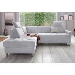 Sit & More sit&more Ecksofa &raquo;Pablo L-Form&laquo; wahlweise mit Schlaffunktion silber Struktur fein (100% Polyester);Struktur (100% Polyester) B/H/T: 233cm x 78cm x 