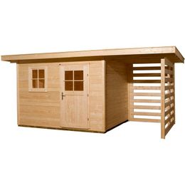 Weka Gartenhaus &raquo;170 A Gr.3, 28 mm, natur Holzlagerplatz 150 cm&laquo; beige Massivholz Fu&szlig;boden im Gartenhaus, ohne R&uuml;ck- und Seitenwand, ohne 
