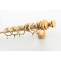 Garesa Gardinenstange &raquo;BAROCK&laquo; &Oslash; 35 mm 1 l&auml;ufig-l&auml;ufig Wunschma&szlig;l&auml;nge rustikale Vorhanggarnitur Holz, verl&auml;ngerbar, mit Ringe/2 Lauf Gleiter beige 