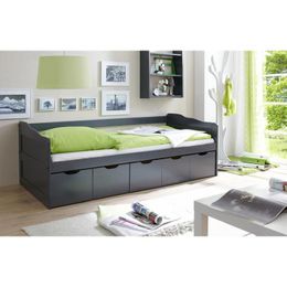 Ticaa Funktionsbett &raquo;Maria&laquo; mit 5 Schubk&auml;sten, wahlweise mit Matratze grau Liegefl&auml;che B/L: 90cm x 200cm H: 69cm, H2 + H2, Komfortschaummatratze