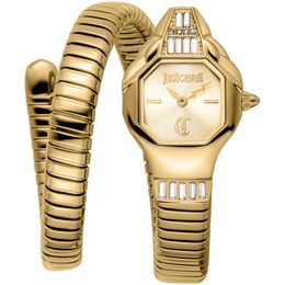 JUST cavalli time Damen Quarzuhr &raquo;Signature Snake&laquo; Armbanduhr,Damenuhr,Edelstahlband,Perlmutt-Zifferblatt,Kristallsteine gold Einheitsgr&ouml;&szlig;e