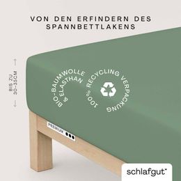 Schlafgut Spannbettlaken &raquo;PREMIUM Mako-Zwirn-Jersey, 220 g/m&sup2;, 95% Bio-Baumwolle, 5% Elasthan&laquo; Bettlaken bis 30 cm H&ouml;he, PREMIUM-Qualit&auml;t langlebig, perfekter 