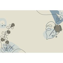 Livingwalls living walls Fototapete &raquo;ARTist Drawn Leaves&laquo; Vlies, Wand, Schr&auml;ge blau Vlies B/L: 4m x 2,7m