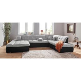 DOMO collection Wohnlandschaft &raquo;PB MORIC wahlweise mit Bettfunktion und Armteilverstellung U-Form&laquo; XXL-Format B/T/H: 353/216/80 cm, feine Steppung, 