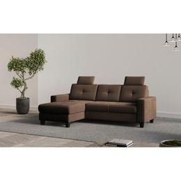 OTTO home Ecksofa &raquo;Varese&laquo; wahlweise mit Schlaffunktion und Bettkasten braun 100% Polyester B/H/T: 239cm x 91cm x 164cm, Luxus-Microfaser ALTARA 