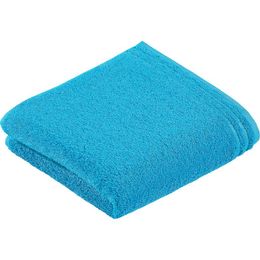 Vossen Badetuch &raquo;Calypso Feeling&laquo; mit schmaler Bord&uuml;re, aus 100% hochwerter Baumwolle, Vegan, einfarbig blau Walkfrottee, Obermaterial: 100% Baumwolle B/L: 