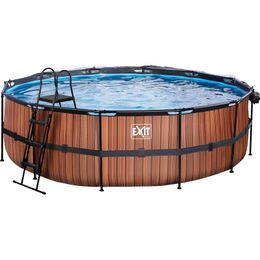 EXIT Framepool &raquo;inkl. multifunktionaler Abdeckung & W&auml;rmepumpe&laquo; &Oslash;xH: 488x122 cm, mit Sandfilteranlage und Sicherheitsleiter braun &Oslash;/B/H/L: 488cm x 