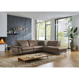 Die PlanBar Ecksofa &raquo;PN-EM20091, L-Form, Breite 297 cm&laquo; inkl. Kopfteilverstellung, optional elektr. Relaxfunktion u. Stauraum braun B/H/T: 297cm x 