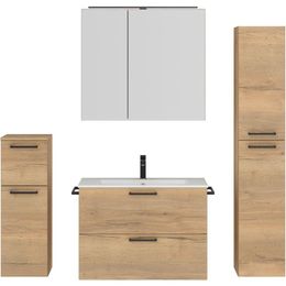 Nobilia Badm&ouml;bel-Set &raquo;Tolvina&laquo; vormontiert, mit Soft-Close, 4 Stk. tlg. braun B/H/T: 160cmcm x 169cmcm x 48,7cmcm, Griffe schwarz