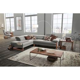 W.Schillig Ecksofa &raquo;finn, Designsofa mit tollem Sitzkomfort, bequem, L-Form&laquo; German Design Award 2016, Fu&szlig;gestell Nussbaum natur, Breite 281 cm grau 