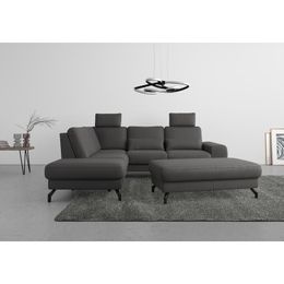Sit & More sit&more Ecksofa &raquo;Cinturo L-Form&laquo; inklusive Sitztiefenverstellung und Federkern, Sitzh&ouml;he 45 cm grau B/H/T: 260cm x 88cm x 226cm, Luxus-Microfaser 