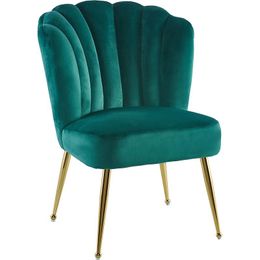 Kayoom Polsterstuhl &raquo;Stuhl Lalie 125, R&uuml;ckenlehne im Retro-Stil, ausgefallene R&uuml;ckenlehne&laquo; () 1 Stk.R&uuml;ckenlehne in Muschel-Design, Samtbezug, goldene 