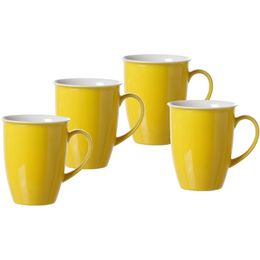 Ritzenhoff & Breker Becher &raquo;Doppio&laquo; 4-teilig gelb Porzellan &Oslash; 9cm x 10cm, 320ml, 4 Stk.