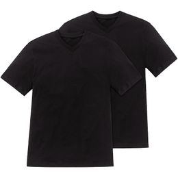 Schiesser Herren V-Shirt &raquo;Essentials&laquo; 2er-Pack, mit V-Ausschnitt schwarz S