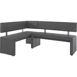 OTTO home Eckbank &raquo;Charissa&laquo; in 3 Gr&ouml;&szlig;en, verschiedene Qualit&auml;ten grau Holzwerkstoff, Massivholz B/H/T: 190cm x 90cm x 140cm, Strukturstoff, langer 