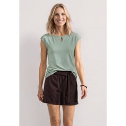 Street One Damen T-Shirt, gr&uuml;n, Gr. 40, unifarben, Web, 50% Baumwolle, 50% Modal, Shirts, mit Cut-Out Detail