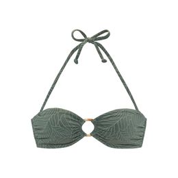Lascana Damen Lascana Bandeau-Bikini-Top &raquo;Fay&laquo; aus eleganter Strukturware gr&uuml;n 36, Cup A/B