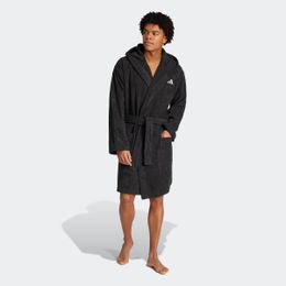 Bademantel, schwarz, adidas Performance, Obermaterial: 100% Baumwolle, Hausm&auml;ntel, "HOODED"