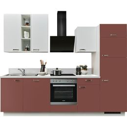 KOCHSTATION K&uuml;che &raquo;"KS-Bari", wahlw. mit E-Ger&auml;ten & Geschirrsp&uuml;ler&laquo; Soft-Close-Funktion und Vollauszug, vormontiert, Breite 280 cm rot B/H/T: 280cm x