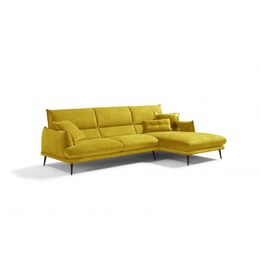 Egoitaliano Ecksofa &raquo;FUNNY, hochwertiges & aktuelles Design, bequeme R&uuml;ckenlehne, L-Form&laquo; hochwertiger Sitzkomfort, L-Form gelb 100% Polyester B/H/T: 265cm x 90cm
